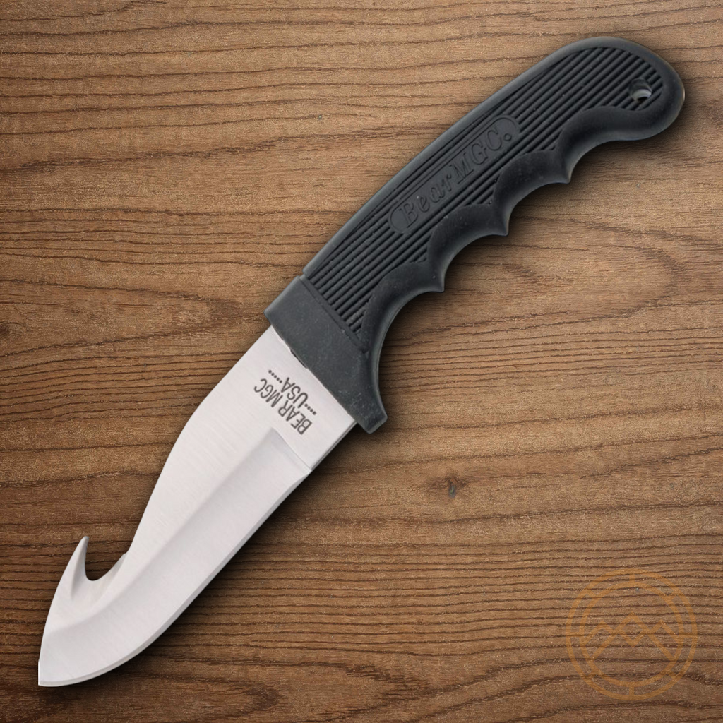 Bear & Son Guthook Hunter Fixed Knife 4" Stainless Steel Blade Black R