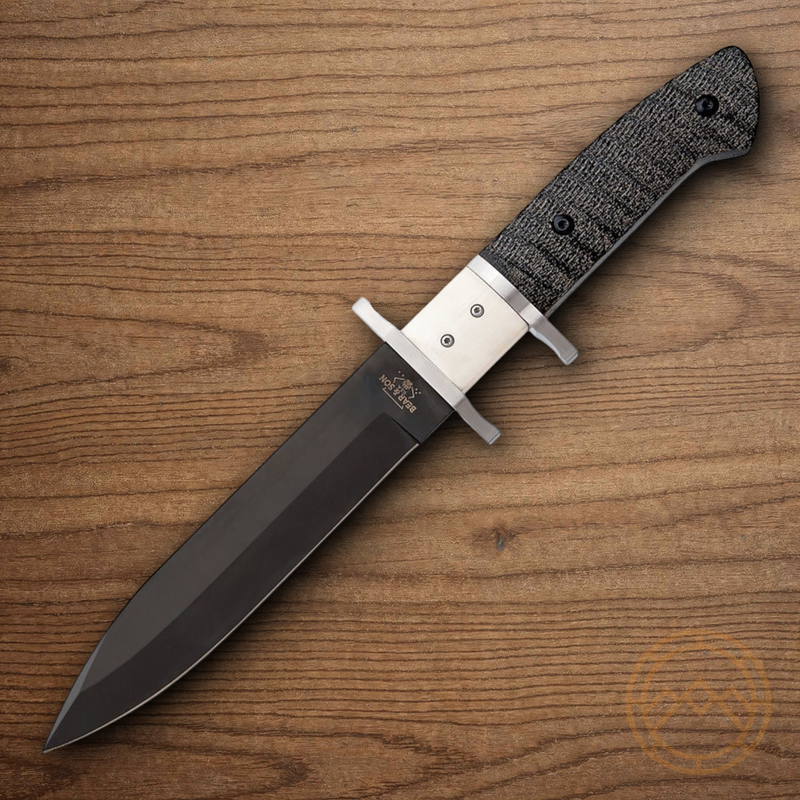 Bear & Son Subhilt Fighter Fixed Knife 6" D2 Tool Steel Blade White/Bl